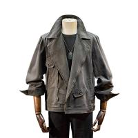 China Zipper Daily Army Green Fabric Hem mens casual leather jackets Cotton 100% Long Sleeve Custom (JK733) for sale