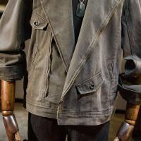 China Zipper Daily Army Green Fabric Hem mens casual leather jackets Cotton 100% Long Sleeve Custom (JK733) for sale