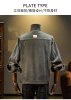 China Zipper Daily Army Green Fabric Hem mens casual leather jackets Cotton 100% Long Sleeve Custom (JK733) for sale