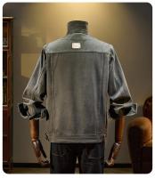 China Zipper Daily Army Green Fabric Hem mens casual leather jackets Cotton 100% Long Sleeve Custom (JK733) for sale