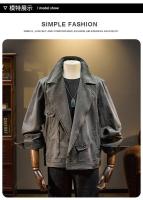 China Zipper Daily Army Green Fabric Hem mens casual leather jackets Cotton 100% Long Sleeve Custom (JK733) for sale