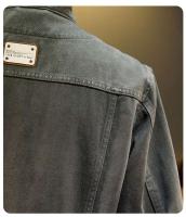 China Zipper Daily Army Green Fabric Hem mens casual leather jackets Cotton 100% Long Sleeve Custom (JK733) for sale