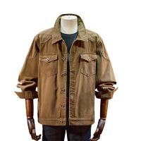 China Daily Fabric Hem Cotton 100% mens casual leather jackets Long Sleeve Multi Pocket Custom (CK730) for sale