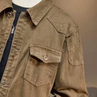 China Daily Fabric Hem Cotton 100% mens casual leather jackets Long Sleeve Multi Pocket Custom (CK730) for sale