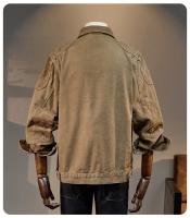 China Daily Fabric Hem Cotton 100% mens casual leather jackets Long Sleeve Multi Pocket Custom (CK730) for sale
