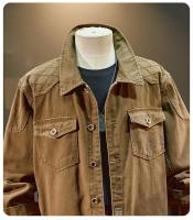 China Daily Fabric Hem Cotton 100% mens casual leather jackets Long Sleeve Multi Pocket Custom (CK730) for sale