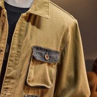 China Casual Style Daily Fabric Hem Color Block french workwear jacket wholesale Cotton 100% Long Sleeve Custom (JK729) for sale