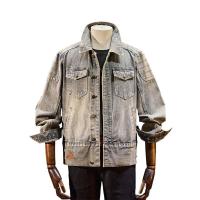China Vintage Color Navy Daily Washed Long Sleeve french workwear jacket wholesale Lapel Collar Polyester 19% Custom (JK718) for sale