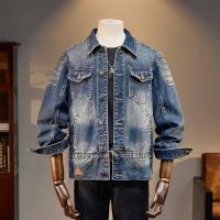 China Vintage Color Navy Daily Washed Long Sleeve french workwear jacket wholesale Lapel Collar Polyester 19% Custom (JK718) for sale