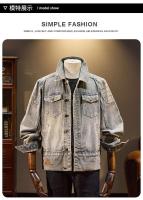 China Vintage Color Navy Daily Washed Long Sleeve french workwear jacket wholesale Lapel Collar Polyester 19% Custom (JK718) for sale
