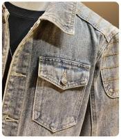China Vintage Color Navy Daily Washed Long Sleeve french workwear jacket wholesale Lapel Collar Polyester 19% Custom (JK718) for sale