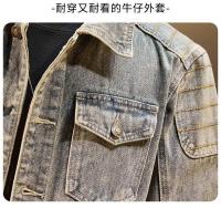 China Vintage Color Navy Daily Washed Long Sleeve french workwear jacket wholesale Lapel Collar Polyester 19% Custom (JK718) for sale