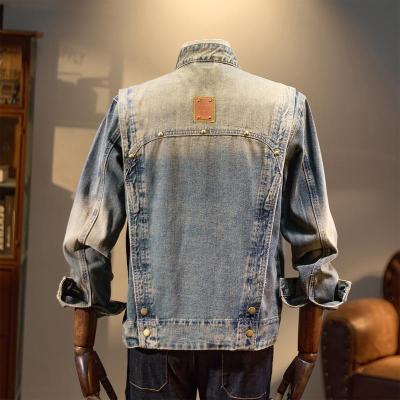 China Washed Youth Trend Long Sleeve mens denim jacket wholesale Lapel Collar Vintage Color Custom (JK709) for sale