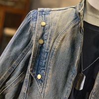 China Washed Youth Trend Long Sleeve mens denim jacket wholesale Lapel Collar Vintage Color Custom (JK709) for sale