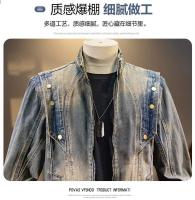 China Washed Youth Trend Long Sleeve mens denim jacket wholesale Lapel Collar Vintage Color Custom (JK709) for sale