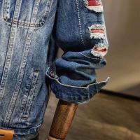 China Single Breasted Regular Blue Daily Fabric Hem french workwear jacket wholesale Long Sleeve Lapel Collar Custom (JK703) for sale