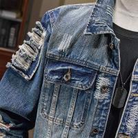 China Single Breasted Regular Blue Daily Fabric Hem french workwear jacket wholesale Long Sleeve Lapel Collar Custom (JK703) for sale