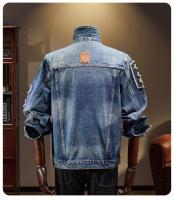 China Single Breasted Regular Blue Daily Fabric Hem french workwear jacket wholesale Long Sleeve Lapel Collar Custom (JK703) for sale