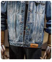 China Single Breasted Regular Blue Daily Fabric Hem french workwear jacket wholesale Long Sleeve Lapel Collar Custom (JK703) for sale