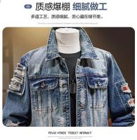 China Single Breasted Regular Blue Daily Fabric Hem french workwear jacket wholesale Long Sleeve Lapel Collar Custom (JK703) for sale