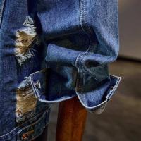 China Long Sleeve Blue Daily Fabric Hem french workwear jacket wholesale Distressed Youth Trend Custom (JK5102) for sale
