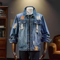 China Long Sleeve Blue Daily Fabric Hem french workwear jacket wholesale Distressed Youth Trend Custom (JK5102) for sale
