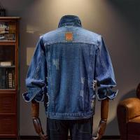 China Long Sleeve Blue Daily Fabric Hem french workwear jacket wholesale Distressed Youth Trend Custom (JK5102) for sale