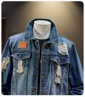 China Long Sleeve Blue Daily Fabric Hem french workwear jacket wholesale Distressed Youth Trend Custom (JK5102) for sale