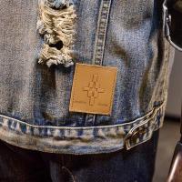 China Washed Fabric Hem Solid Color mens denim jacket wholesale Long Sleeve Lapel Collar Custom (JK5101) for sale