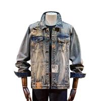 China Washed Fabric Hem Solid Color mens denim jacket wholesale Long Sleeve Lapel Collar Custom (JK5101) for sale
