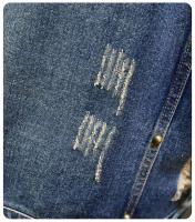 China Blue Distressed Long Sleeve mens denim jacket wholesale Lapel Collar Polyester 19% Custom (JK591) for sale