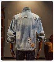 China Fabric Hem Distressed Solid Color french workwear jacket wholesale Youth Trend Long Sleeve Custom (JK590) for sale