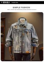 China Fabric Hem Distressed Solid Color french workwear jacket wholesale Youth Trend Long Sleeve Custom (JK590) for sale