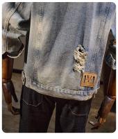 China Fabric Hem Distressed Solid Color french workwear jacket wholesale Youth Trend Long Sleeve Custom (JK590) for sale