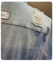 China Fabric Hem Distressed Solid Color french workwear jacket wholesale Youth Trend Long Sleeve Custom (JK590) for sale
