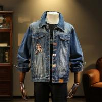 China Blue Washed Fabric Hem mens denim jacket wholesale Embroidered Youth Trend Custom (JK558) for sale