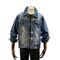 China Blue Washed Fabric Hem mens denim jacket wholesale Embroidered Youth Trend Custom (JK558) for sale