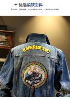 China Blue Washed Fabric Hem mens denim jacket wholesale Embroidered Youth Trend Custom (JK558) for sale