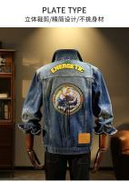 China Blue Washed Fabric Hem mens denim jacket wholesale Embroidered Youth Trend Custom (JK558) for sale