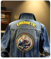 China Blue Washed Fabric Hem mens denim jacket wholesale Embroidered Youth Trend Custom (JK558) for sale
