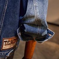 China Blue Washed Fabric Hem wholesale skinny jeans mens Solid Color Long Sleeve Custom (JK549) for sale