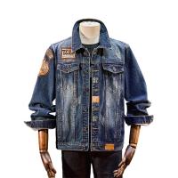 China Blue Washed Fabric Hem wholesale skinny jeans mens Solid Color Long Sleeve Custom (JK549) for sale