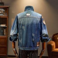 China Blue Washed Fabric Hem wholesale skinny jeans mens Solid Color Long Sleeve Custom (JK549) for sale