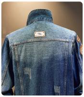 China Blue Washed Fabric Hem wholesale skinny jeans mens Solid Color Long Sleeve Custom (JK549) for sale