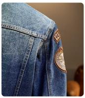 China Blue Washed Fabric Hem wholesale skinny jeans mens Solid Color Long Sleeve Custom (JK549) for sale