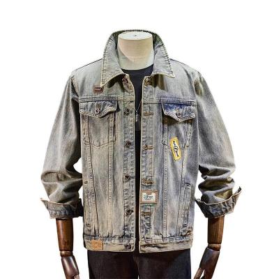 China Vintage Color Washed Fabric Hem Embroidered french workwear jacket wholesale Solid Color Youth Trend Custom (JK543) for sale