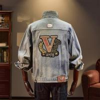 China Vintage Color Washed Fabric Hem Embroidered french workwear jacket wholesale Solid Color Youth Trend Custom (JK543) for sale