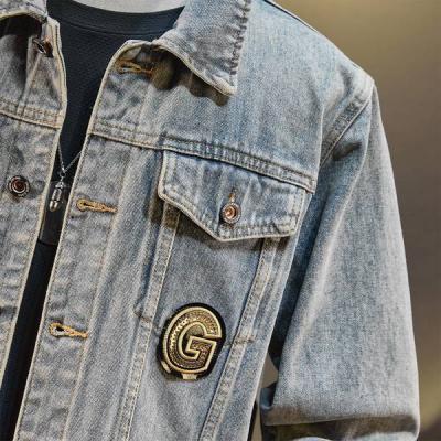 China Washed Fabric Hem Long Sleeve french workwear jacket wholesale Lapel Collar Vintage Color Custom (JK536) for sale