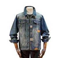 China Urban Fashion Blue Daily Washed mens denim jacket wholesale Long Sleeve Lapel Collar Custom (JK530) for sale