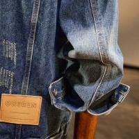 China Urban Fashion Blue Daily Washed mens denim jacket wholesale Long Sleeve Lapel Collar Custom (JK530) for sale